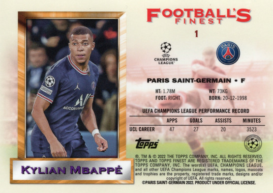 2021-22 Topps Finest Flashbacks UEFA Champions League 1993 Jumbo All ...