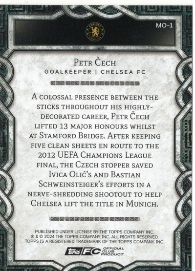 2024-25 Topps Chelsea Fan Set Monolith #MO1 Petr Cech – Euro Elite Cards