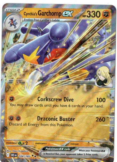 Pokemon Cynthia's Garchomp ex 104/182 Destined Rivals Double Rare ...
