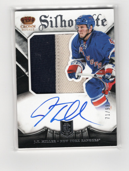 2013-14 Panini Crown Royale #122 J.T. Miller SILH, AU, MEM, RC, SN99 ...