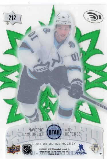 2024-25 Upper Deck Ice Emerald Green #212 Maveric Lamoureux IP, SN199 ...