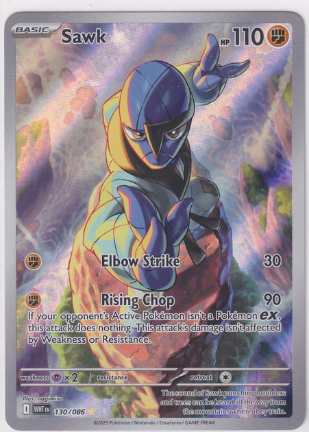 Pokemon Sawk 130/086 White Flare Illustration Rare – Euro Elite Cards
