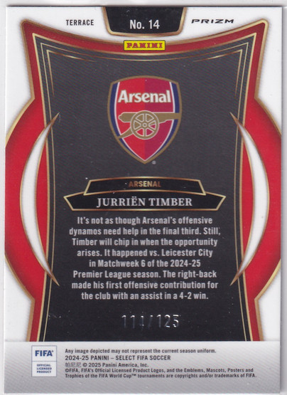 2024-25 Panini Select FIFA Jurrien Timber /125 – Euro Elite Cards