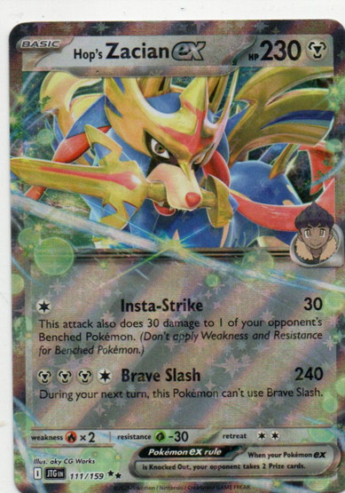 Pokemon Hop's Zacian ex 111/159 Journey's Together Double Rare – Euro Elite Cards
